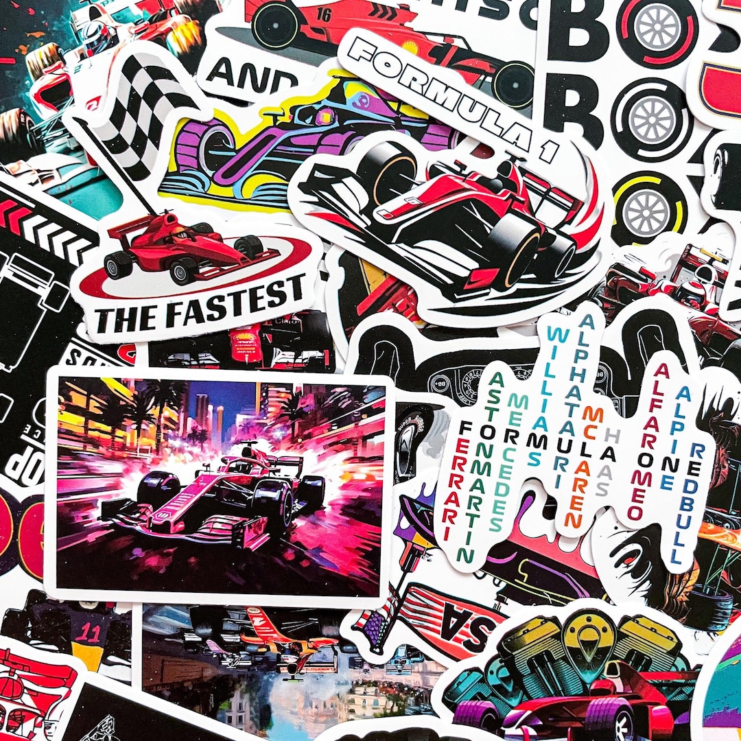 50 Random Formula 1 Stickers, Race Car Stickers, Racing Stickers Pack ...