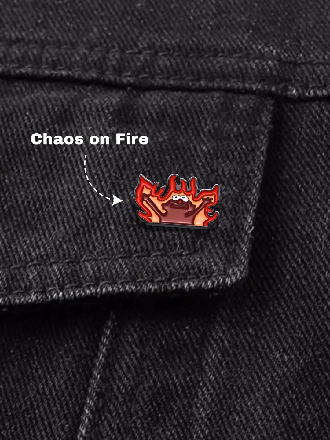 Chaos on Fire Enamel Pins - Funny Cartoon Pins for Bags, Meme Backpack ...