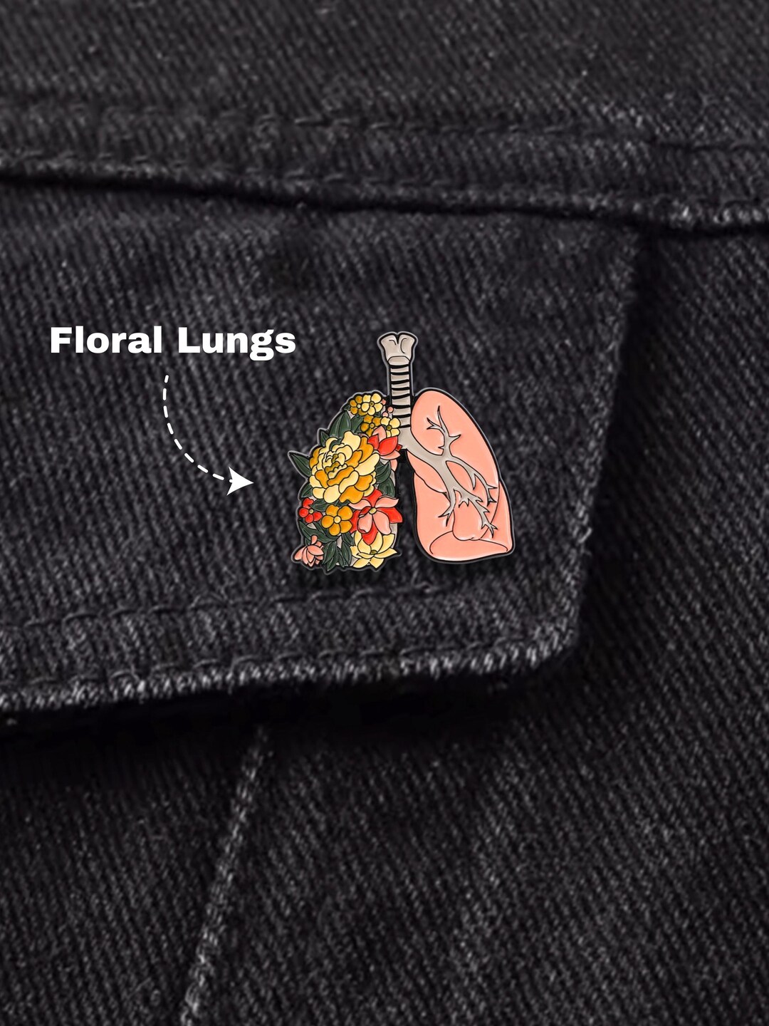 Floral Lungs Enamel Pin – Cute Medical Pins, Funny Lungs Pins, Backpack ...