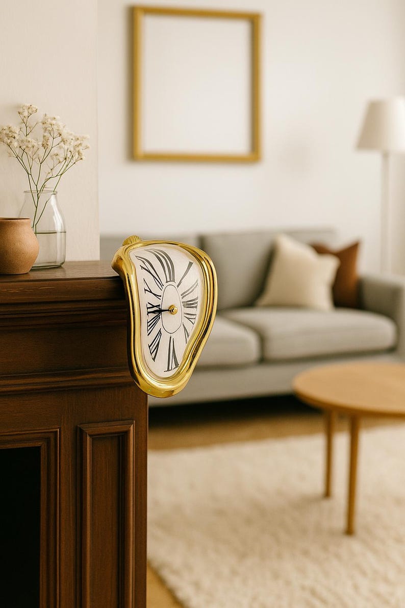 Melting Wall Clock: Surrealist Shelf Mantel Clock, Art Inspired Decor ...