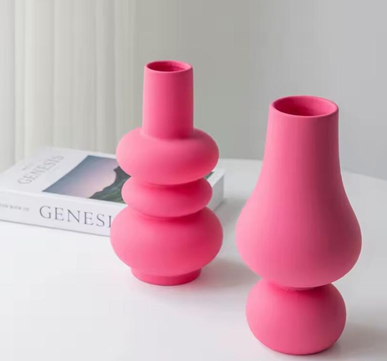 Pink Ceramic Gourd Vase, Minimalist Home Decor - Etsy