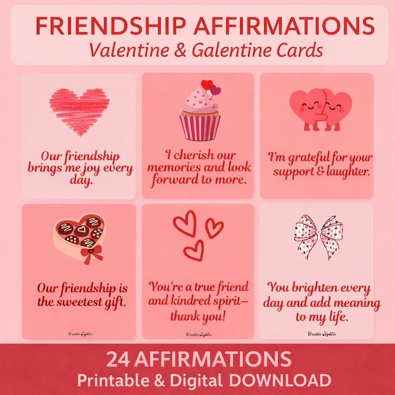 Valentine’s Friendship Affirmations | Galentine’s Day Gift | Friend ...