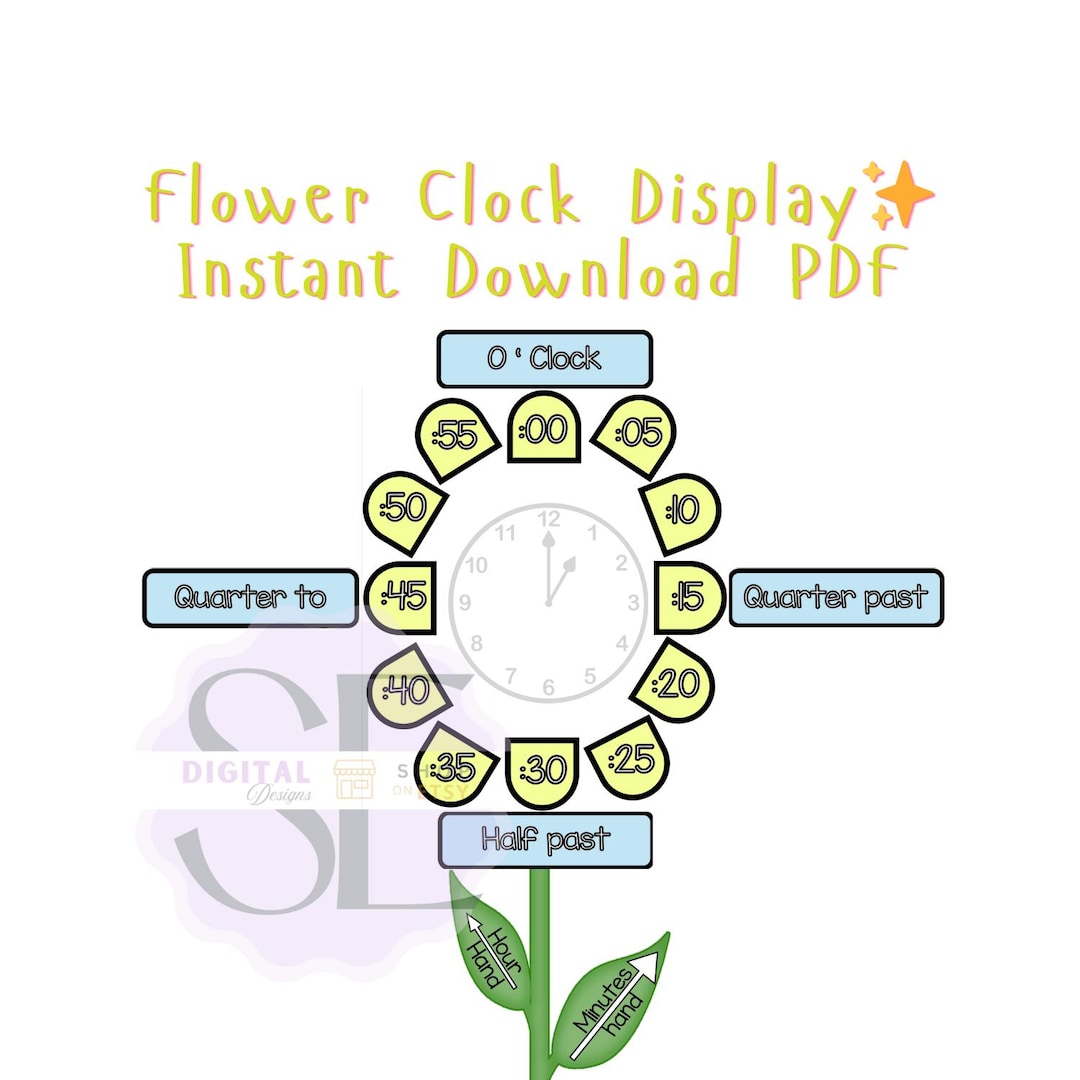 Printable Flower Clock Display | Classroom Time Teaching Resource ...
