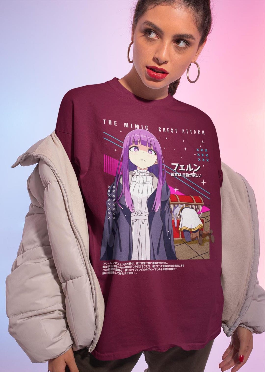 Frieren and Fern Mimic Chest Tshirt - Sousou No Frieren Shirt,anime Tee ...