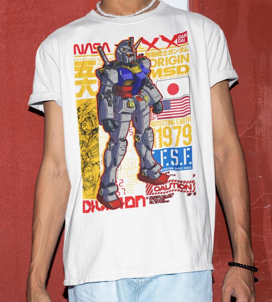 Retro Gundam Anime Shirt – 90s Robot Mecha Graphic Tee,mobile Suit ...