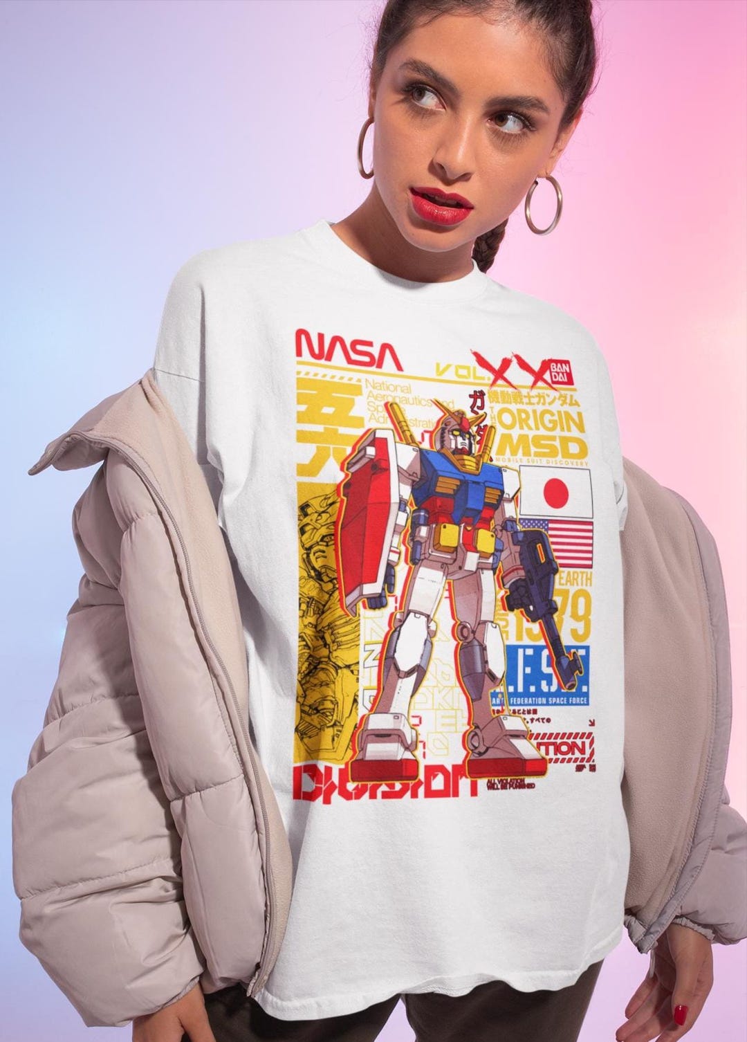 90s Gundam Anime Shirt - Retro Robot Manga Graphic Tee - Etsy
