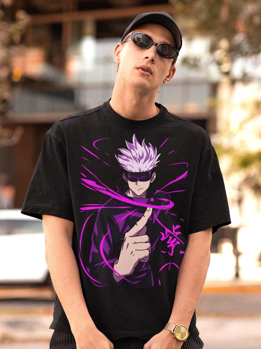 Satoru Gojo Power Tee - Anime Finger Pose Top,gojo Fan Tshirt - Etsy