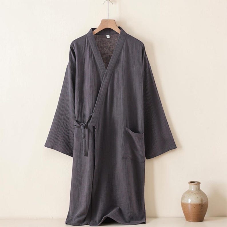Minimalist Unisex Cotton Gauze Robe for Couples | Lightweight Summer ...