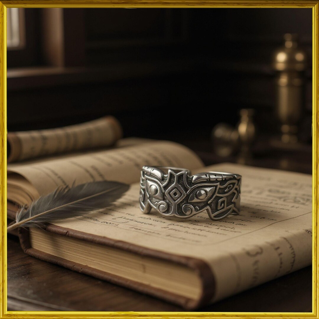 Taotie Mask Ring - Chinese Mythology Band • Handmade Open Adjustable ...