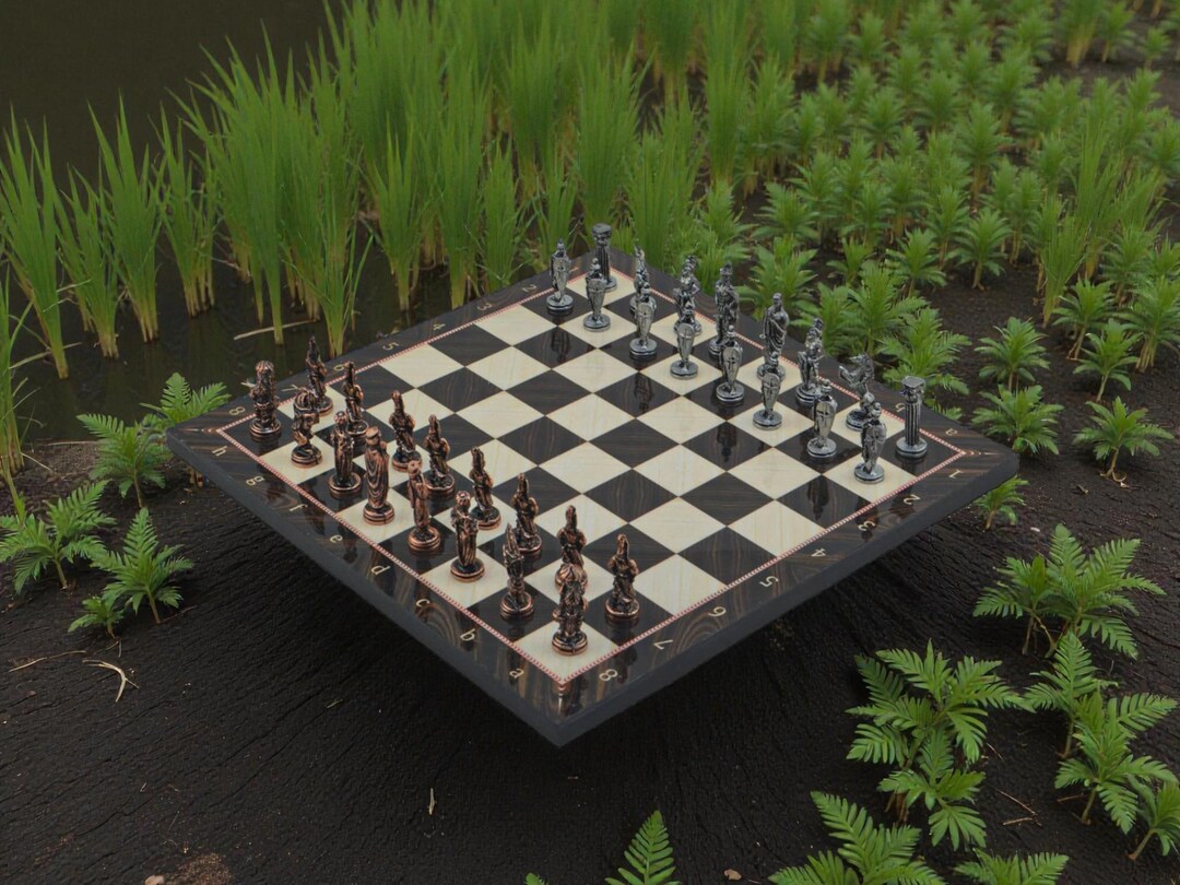 Ottoman Byzantine Metal Chess Set Antique Walnut Wooden Board ...