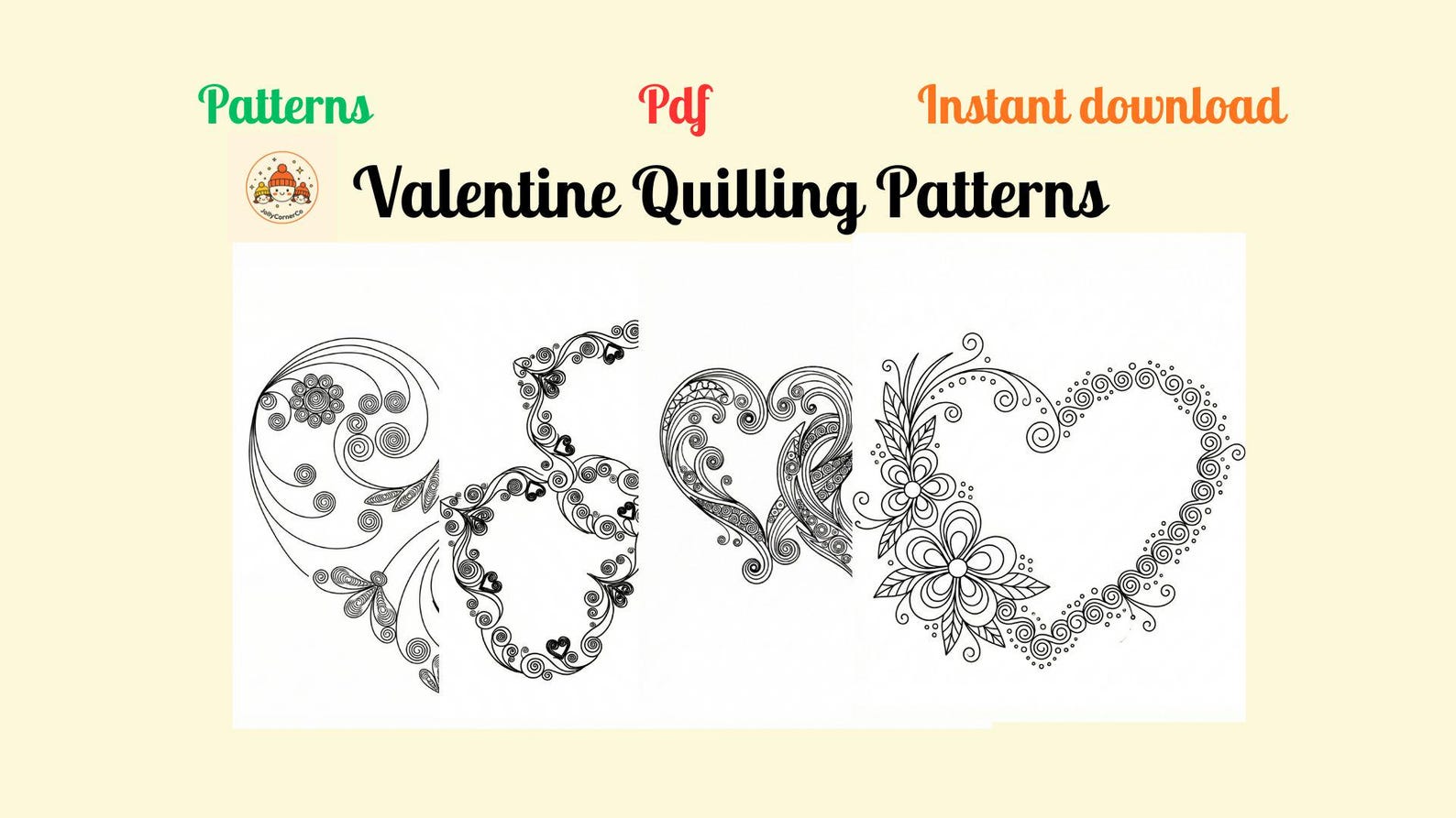 Valentine Heart Quilling Patterns Bundle, 4 Heart Templates (digital ...