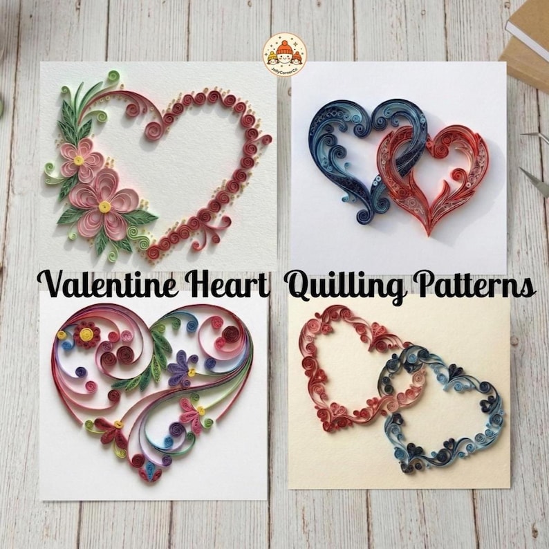 Valentine Heart Quilling Patterns Bundle, 4 Heart Templates (digital ...