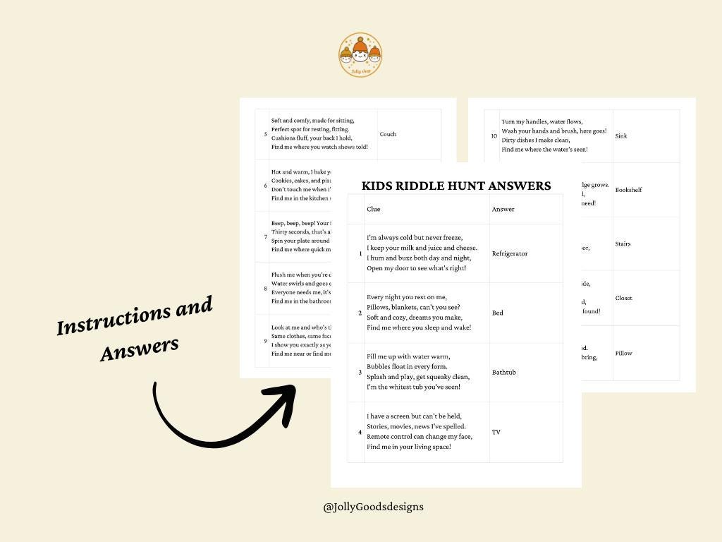 Printable Riddle Scavenger Hunt for Kids: 36 Brain Teaser Clues ...