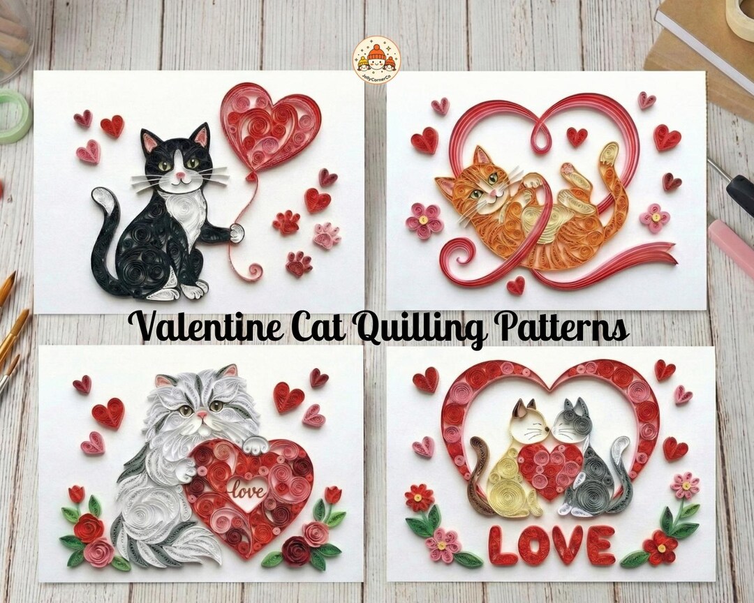 Cat Quilling Patterns Bundle, 4 Pet Crafts Templates (digital Download ...