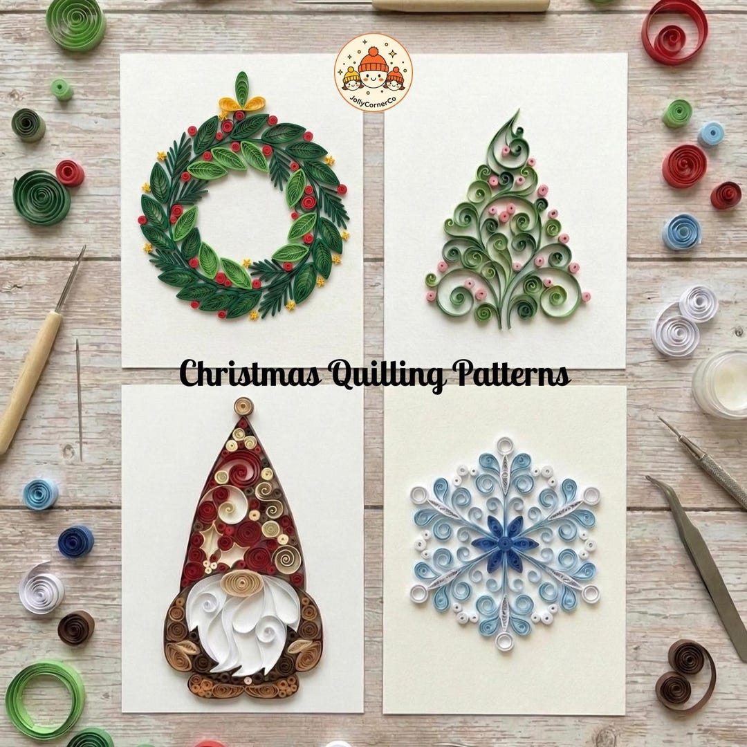 Christmas Quilling Patterns Bundle, 4 Festive Templates (digital ...