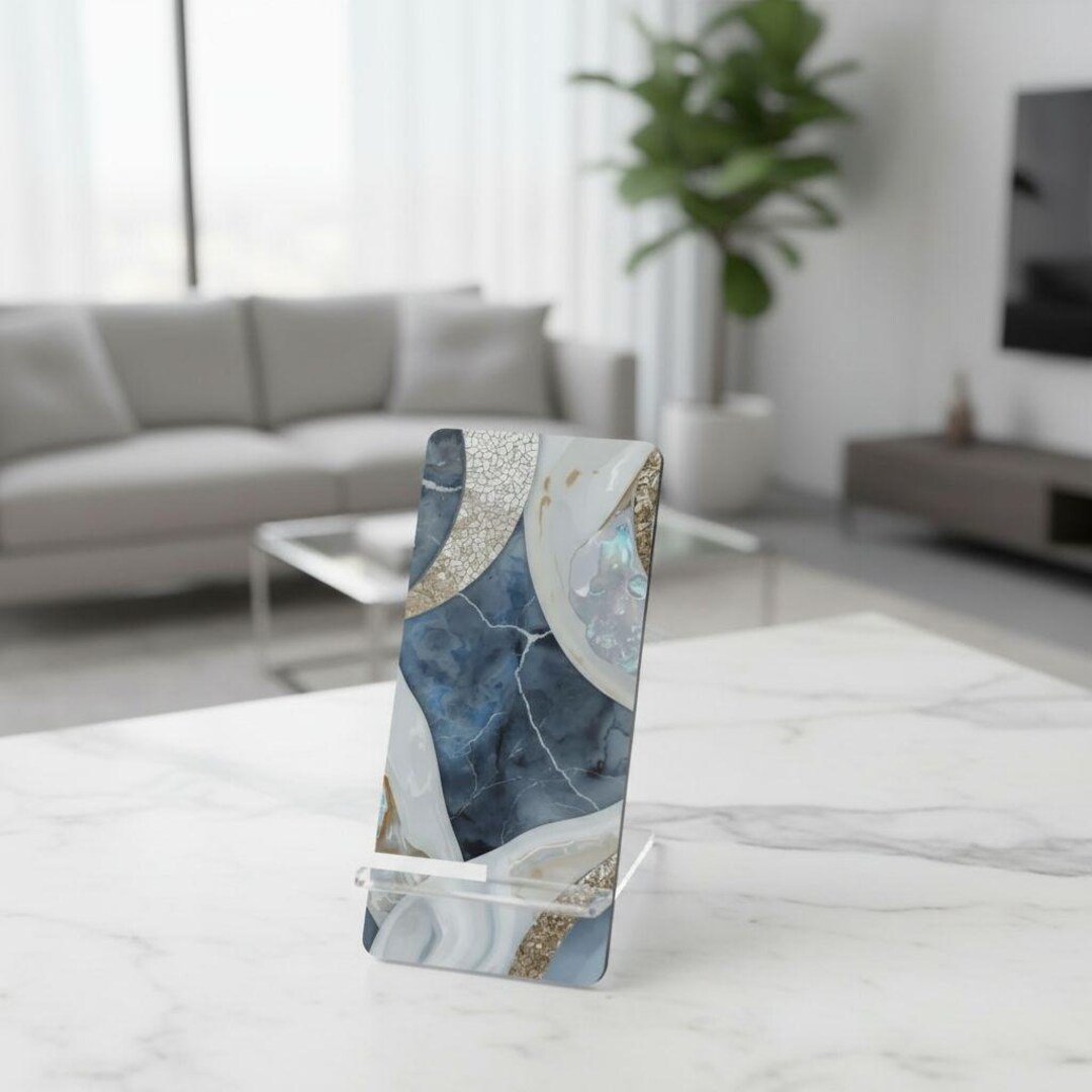 Blue Agate Geode Mobile Display Stand for Smartphones | Resin Stone ...