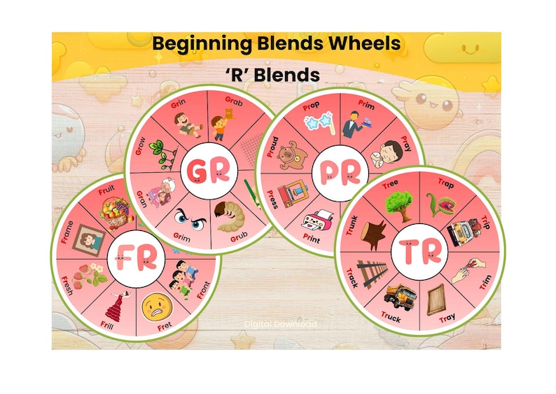Beginning Consonant Blends Wheels | Phonics Printable Activities ...