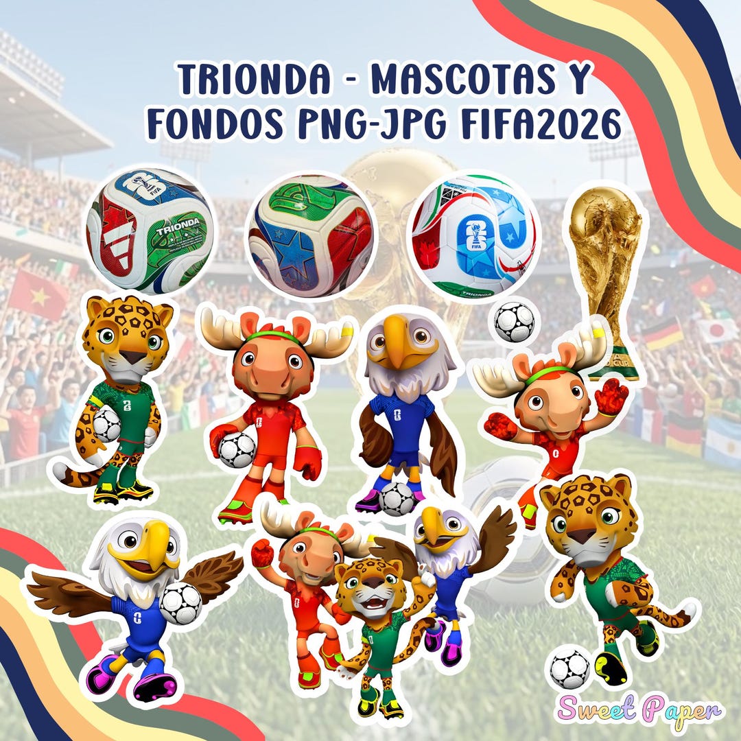 World Cup 26 Clipart Bundle PNG JPG | Soccer Mascots | World Cup 2026 ...