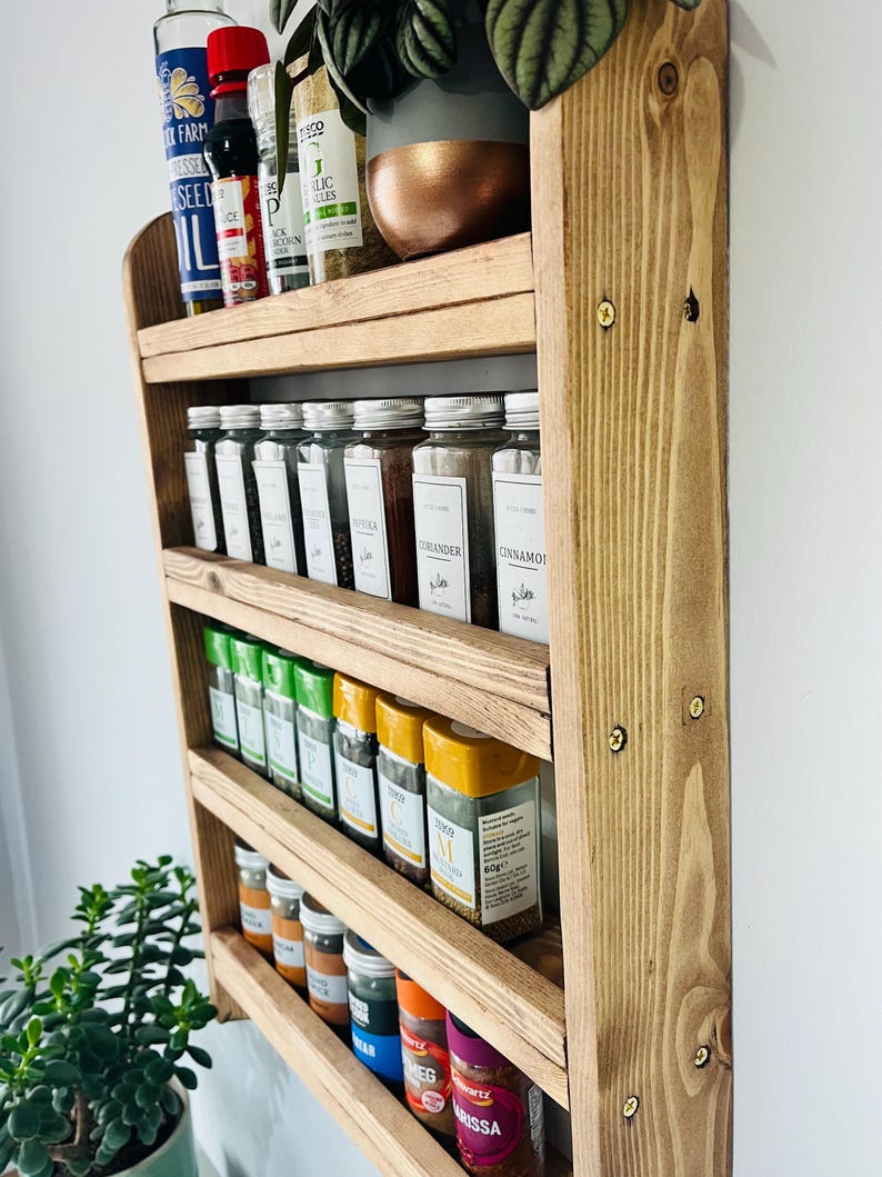 Handmade Rustic Wooden Spice Rack Made With Reclaimed Materials With a ...