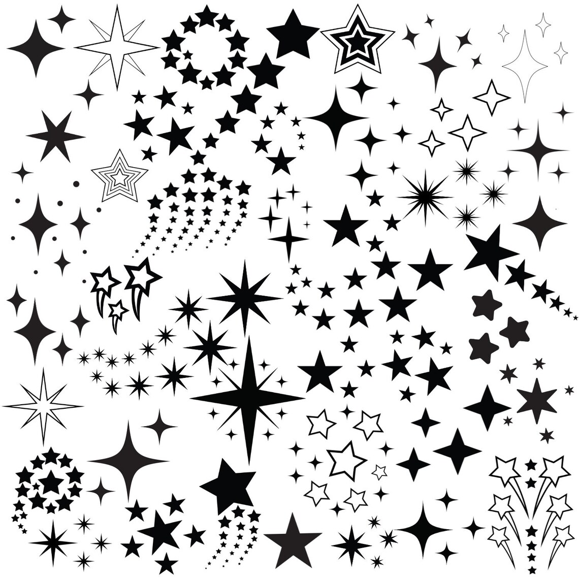 Star Outline Svg, Star Clip Art, Stars SVG Bundle, Sparkle Stars SVG ...