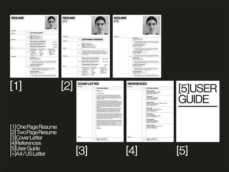 Modern Grid Resume Template: Editable CV + Cover Letter (A4 + US Letter ...
