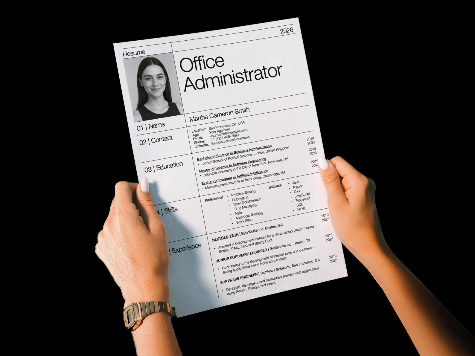 Minimalist Grid Resume Template: Professional CV + Cover Letter ...