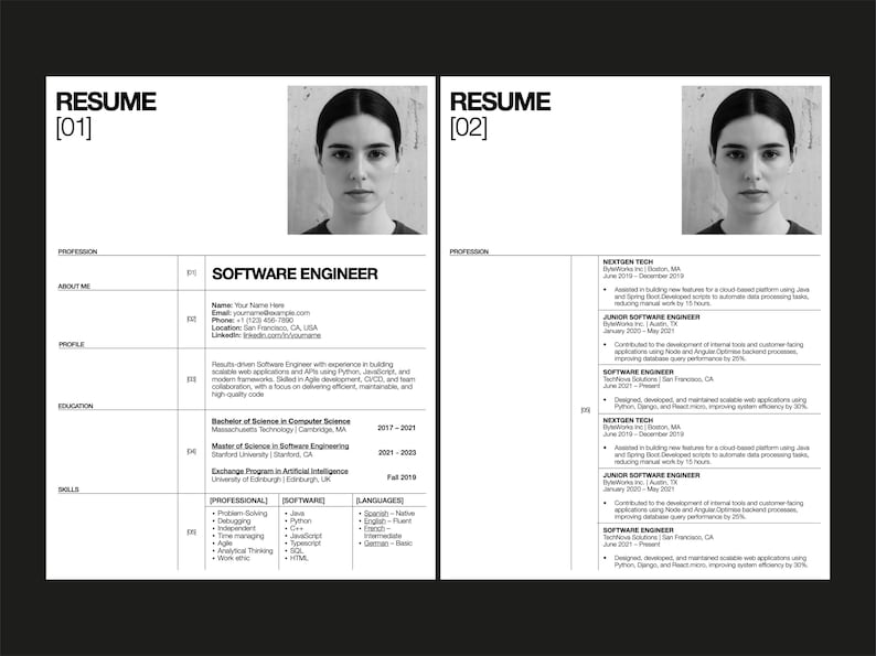Modern Grid Resume Template: Editable CV + Cover Letter (A4 + US Letter ...