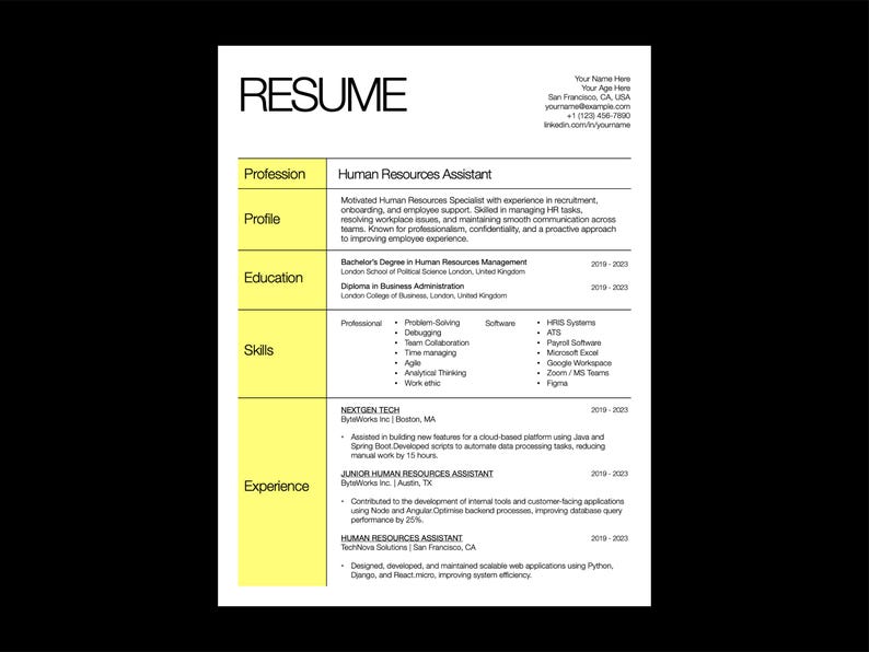 Editable Resume Template Modern CV, Cover Letter A4 & US Letter Digital ...