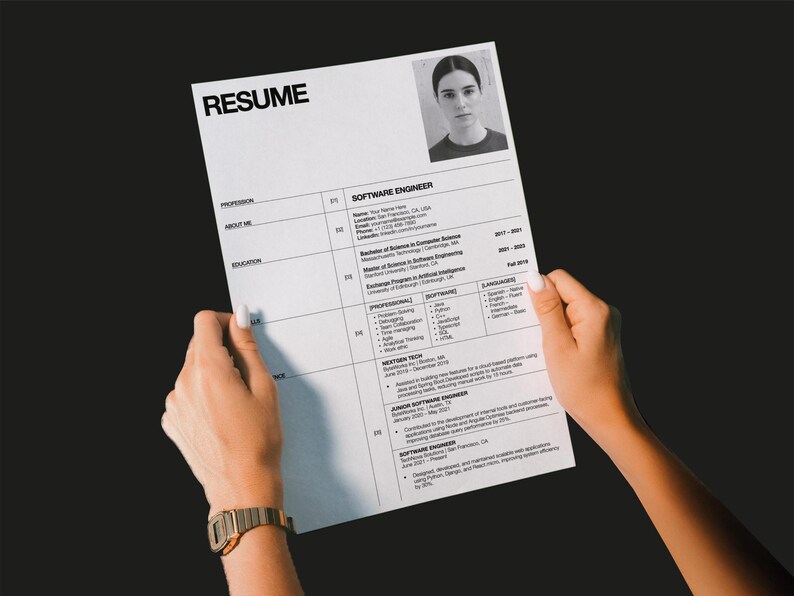Modern Grid Resume Template: Editable CV + Cover Letter (A4 + US Letter ...