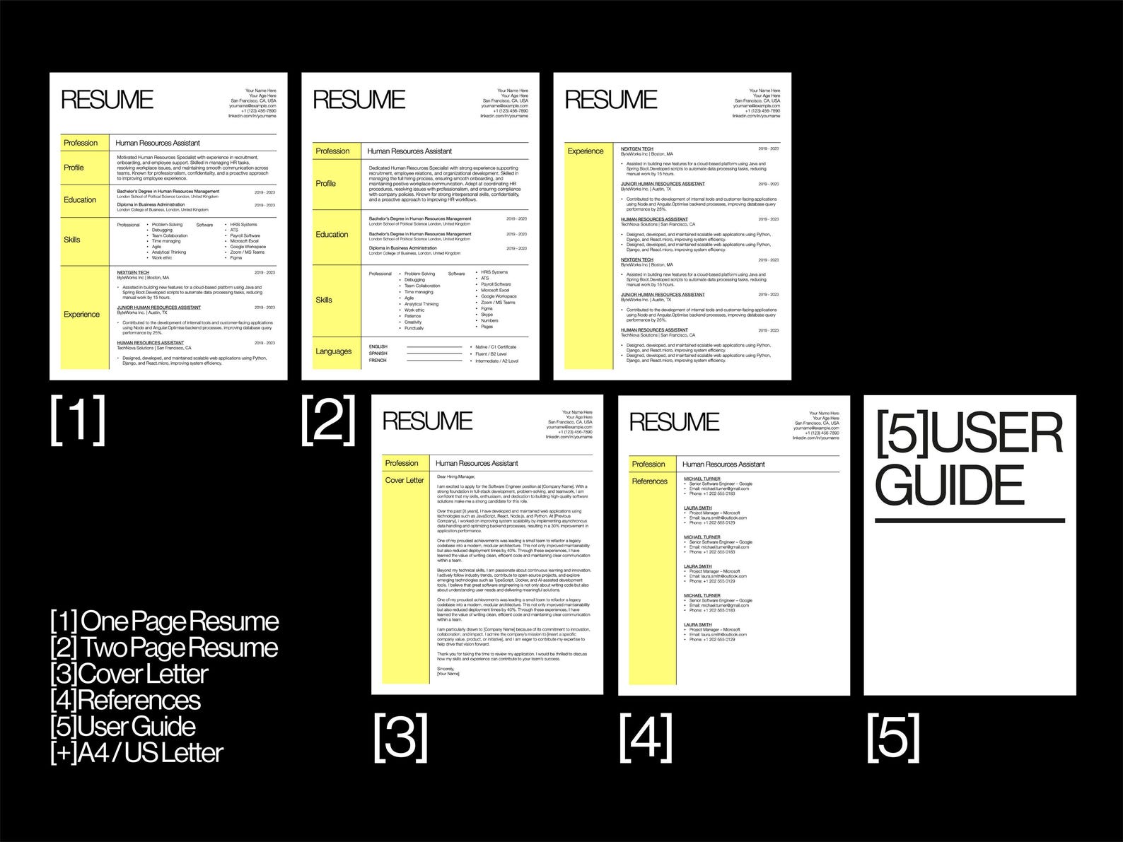 Editable Resume Template Modern CV, Cover Letter A4 & US Letter Digital ...