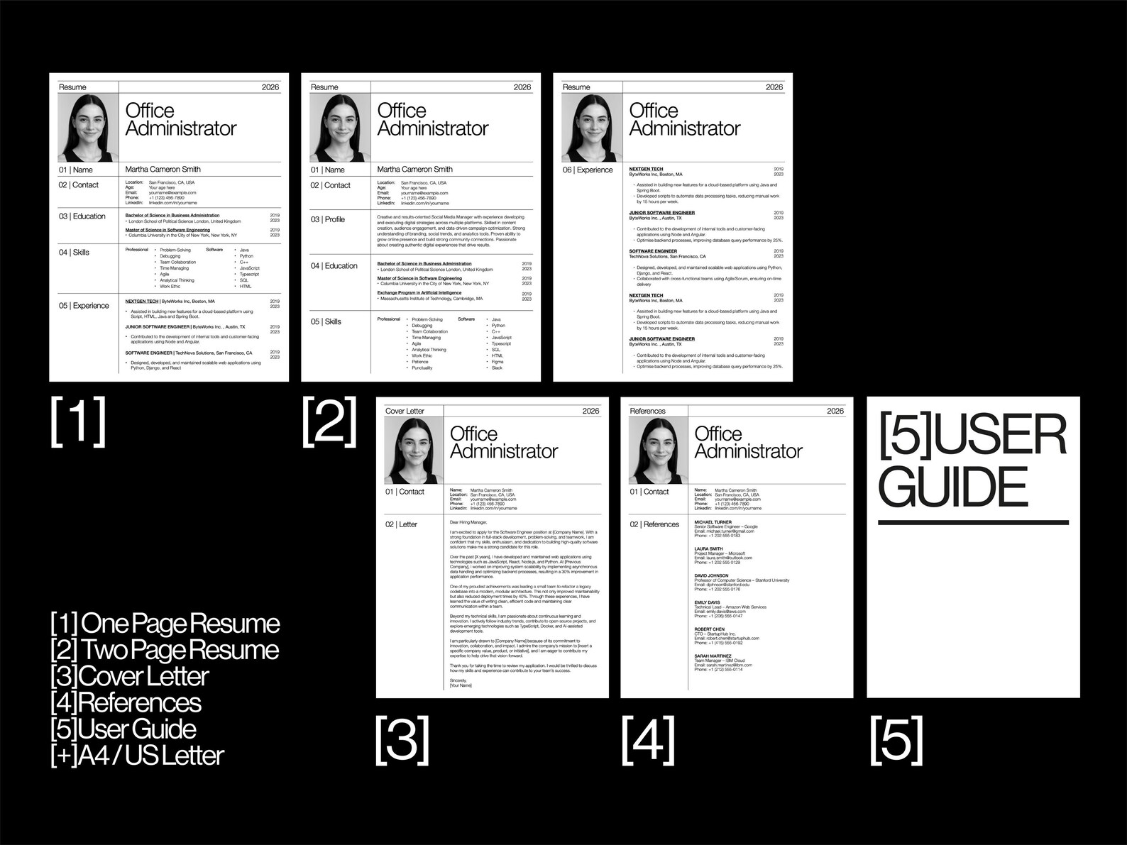 Minimalist Grid Resume Template: Professional CV + Cover Letter ...