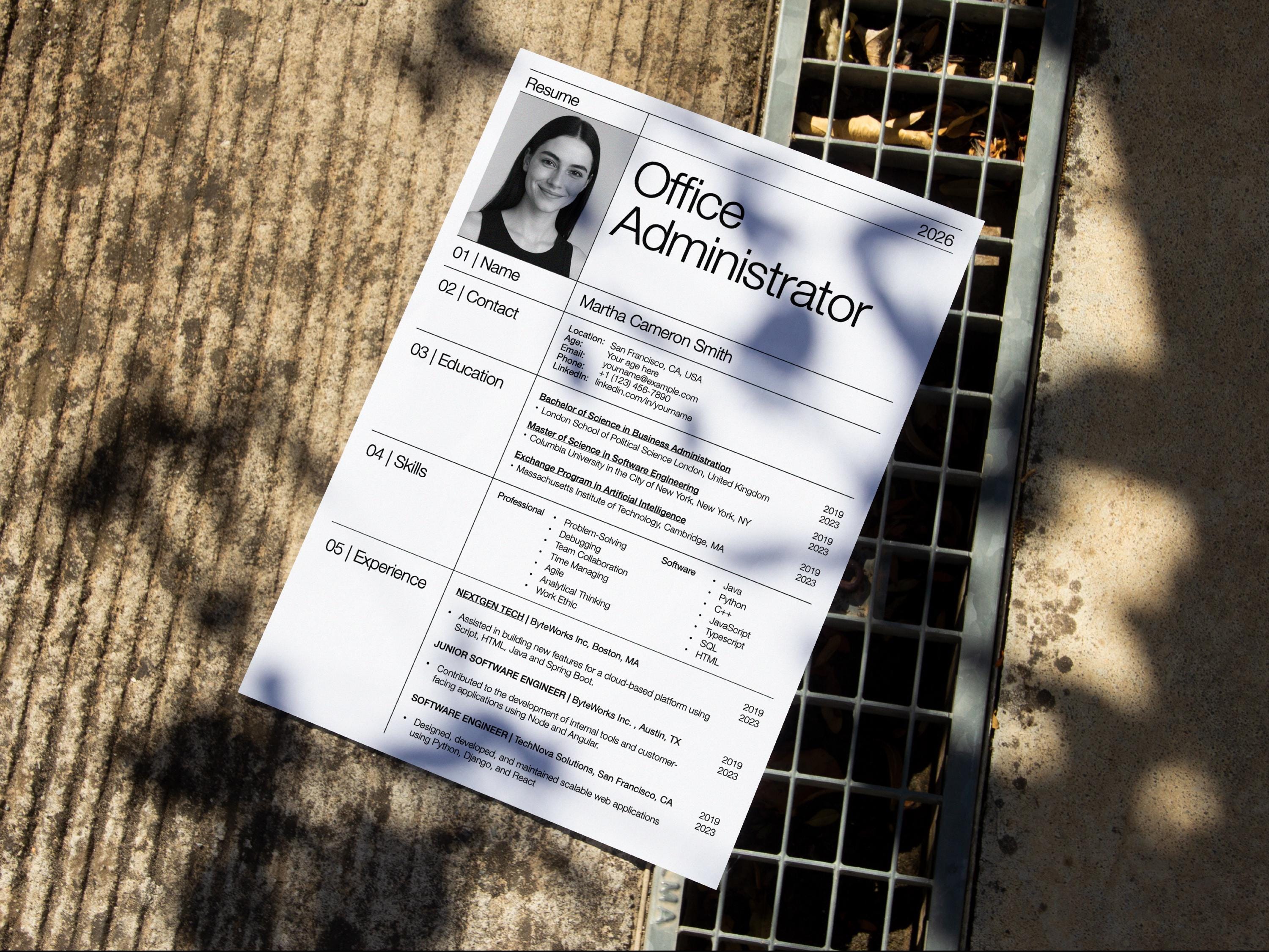 Minimalist Grid Resume Template: Professional CV + Cover Letter ...