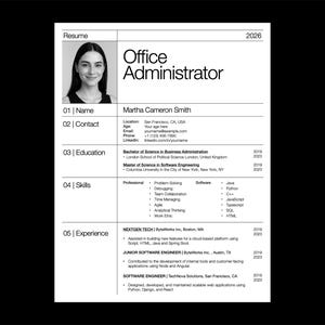 Minimalist Grid Resume Template: Professional CV + Cover Letter ...