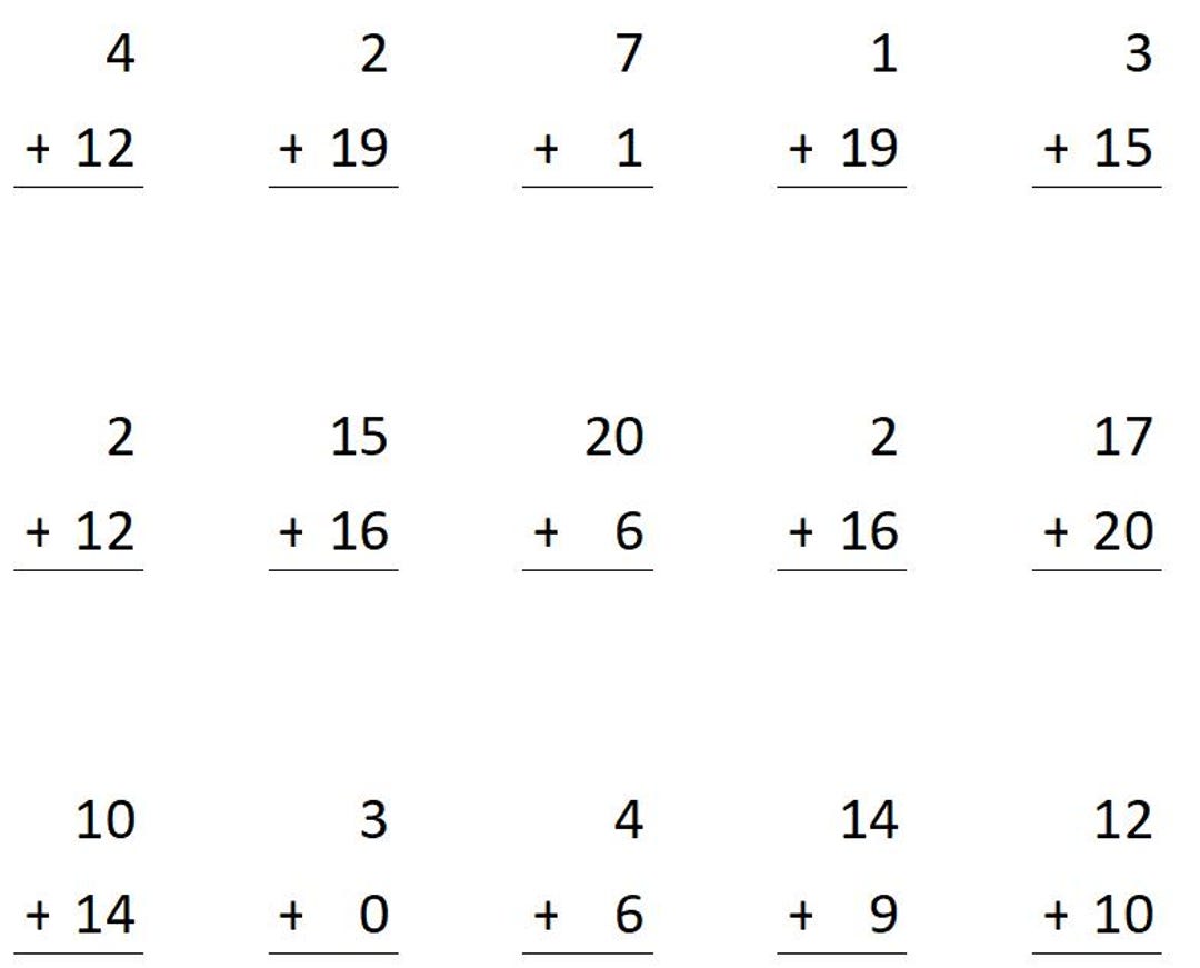 Addition (0-20) Sheets With Answers - Etsy
