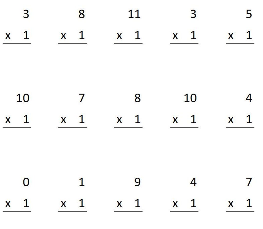 Multiplication (x1) Sheets With Answers - Etsy Australia