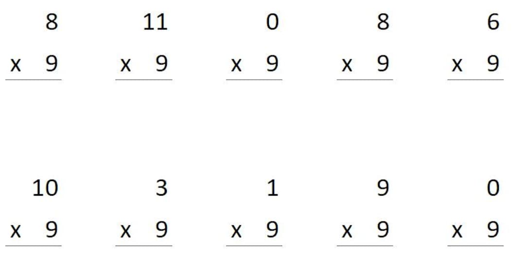 Multiplication (x9) Sheets With Answers - Etsy