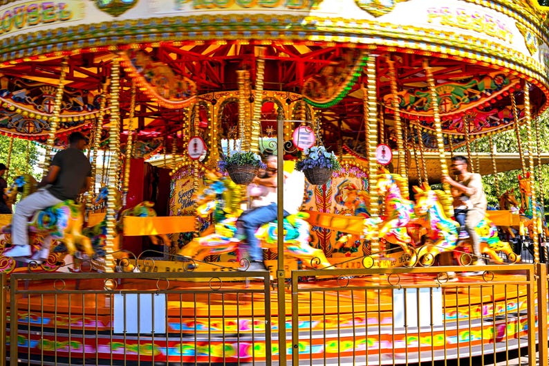 A4 Carousel Wall Art, A3 Fun Fair Photo Print, 7" X 5" London Regional ...