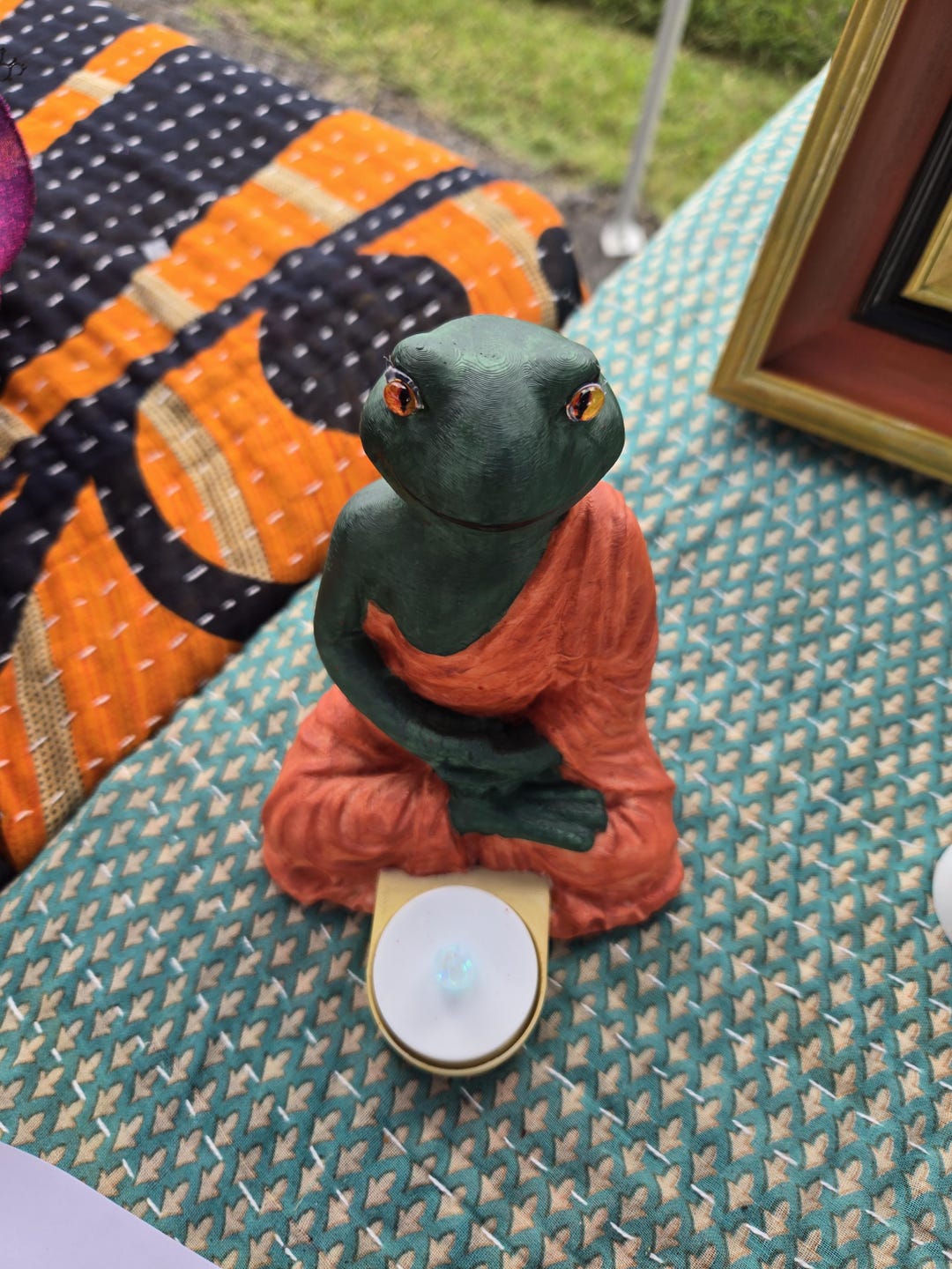 The Enlightened Hopper | Meditating Frog Monk Statue | Hand-painted ...