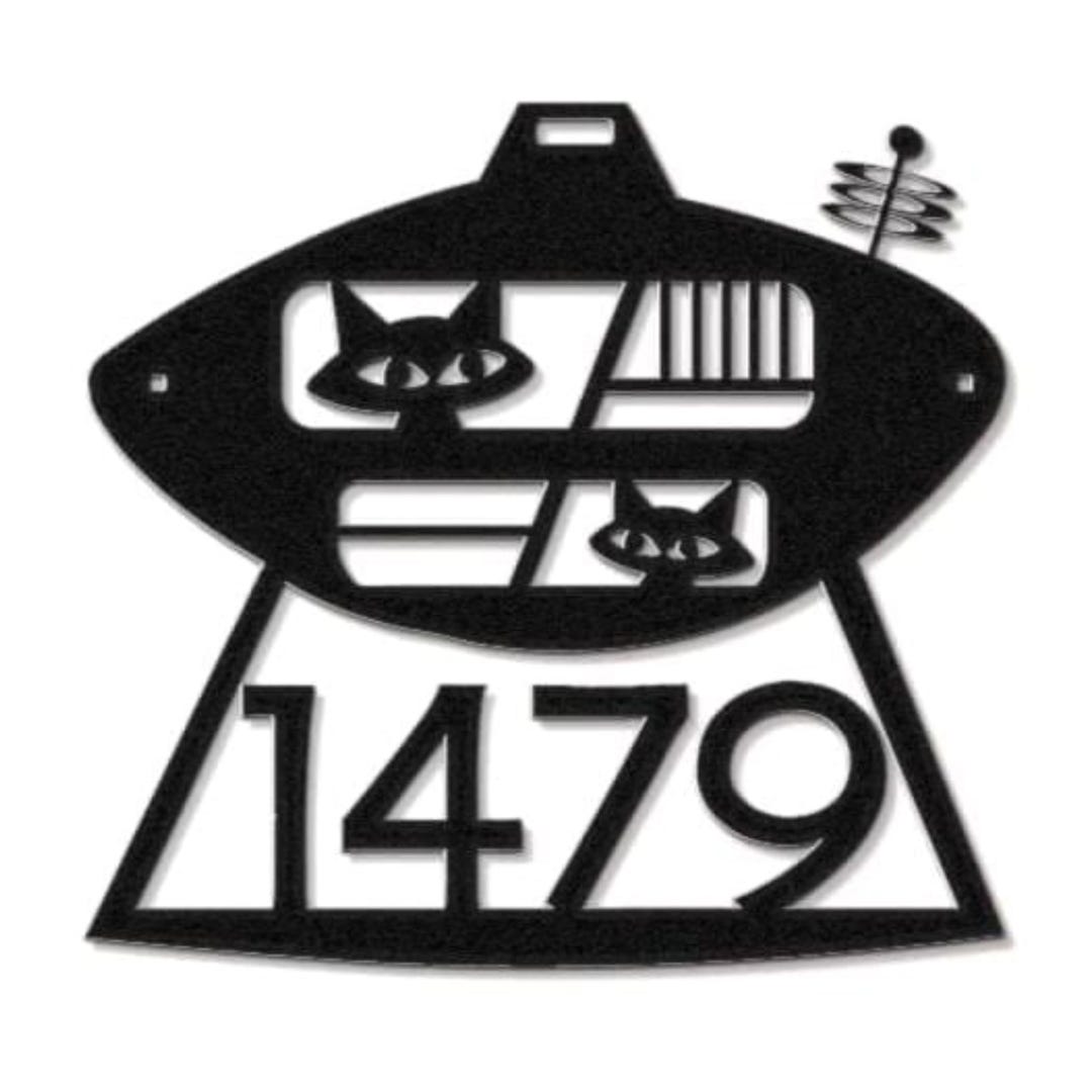 MCM House Number - Atomic Age Space Cats - Mid Century Modern Address ...