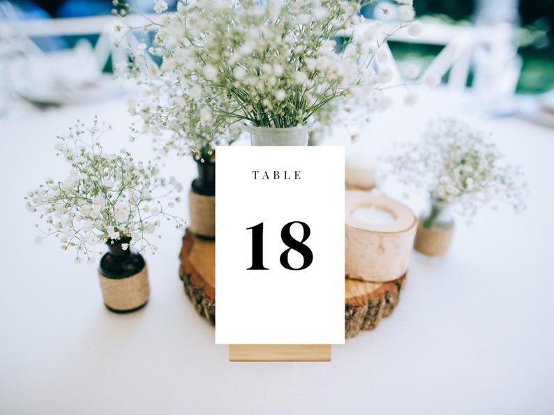 Minimalist Wedding Table Numbers 1-30, Black and White Cards (canva ...