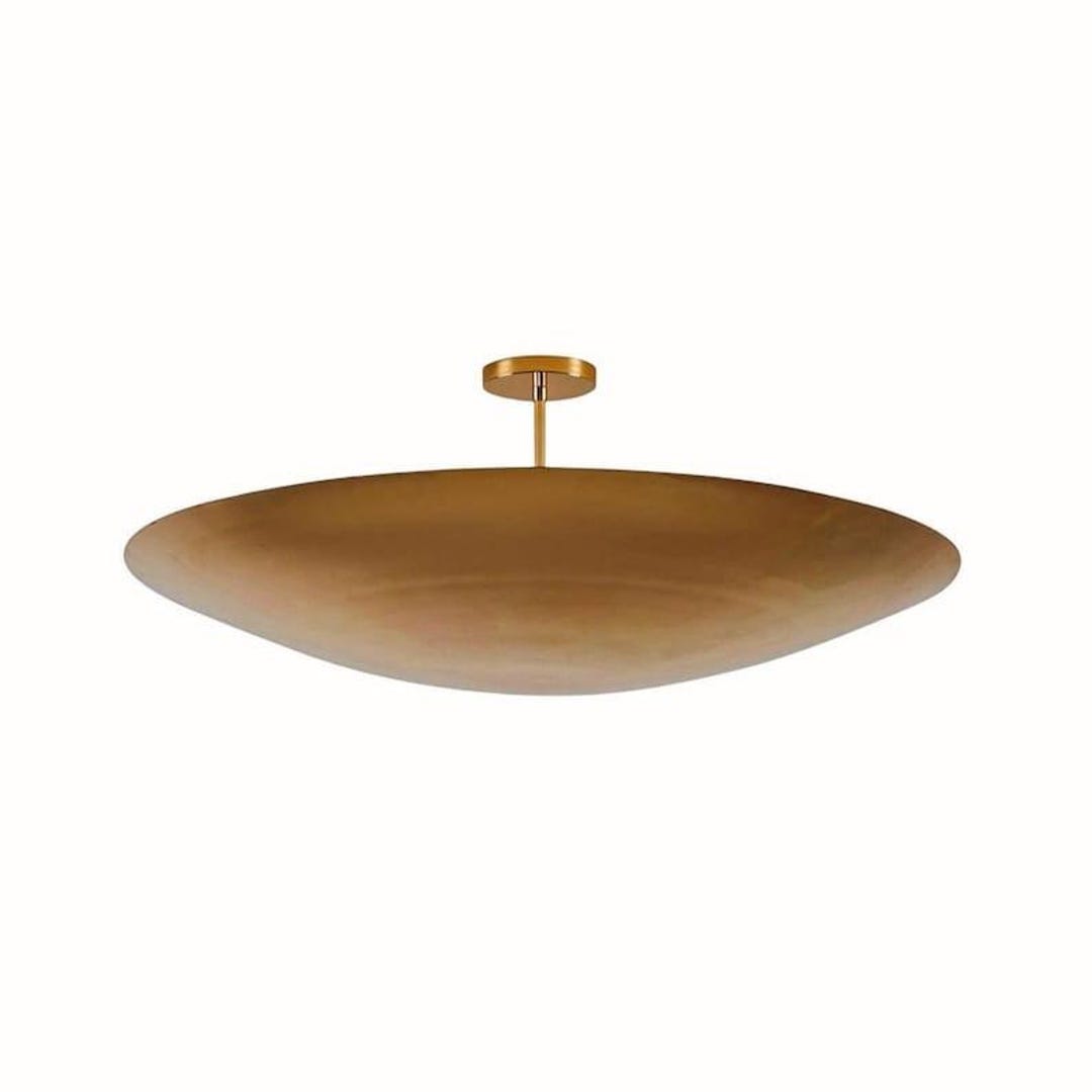 Mid Century Raw Brass Flush Mount Ceiling Light Fixture - Etsy