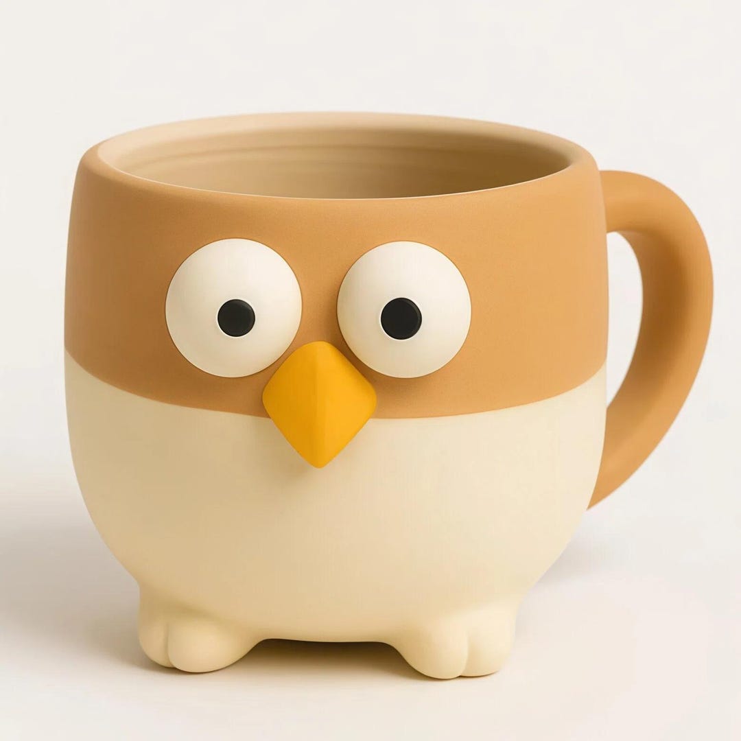 Cute Animal Mug, 3D Cartoon Ceramic Cup, Owl Penguin Frog Cat Pig ...