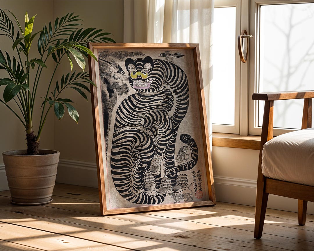 Vintage Japanese Tiger Print, Talismanic Tiger, Antique Japanese Poster ...