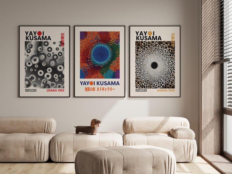 Yayoi Kusama Infinity Dots Set of 3, Kusama Art Print Triptych ...