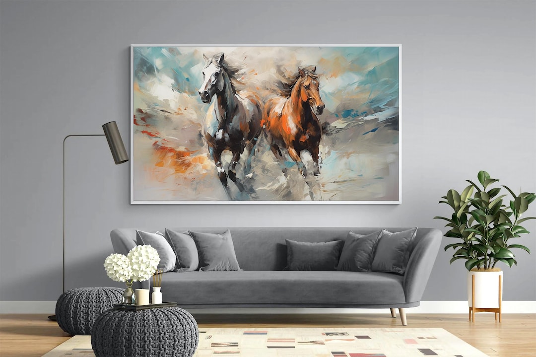 Large Abstract Horse Wall Art Printable, Colorful Running Horses ...