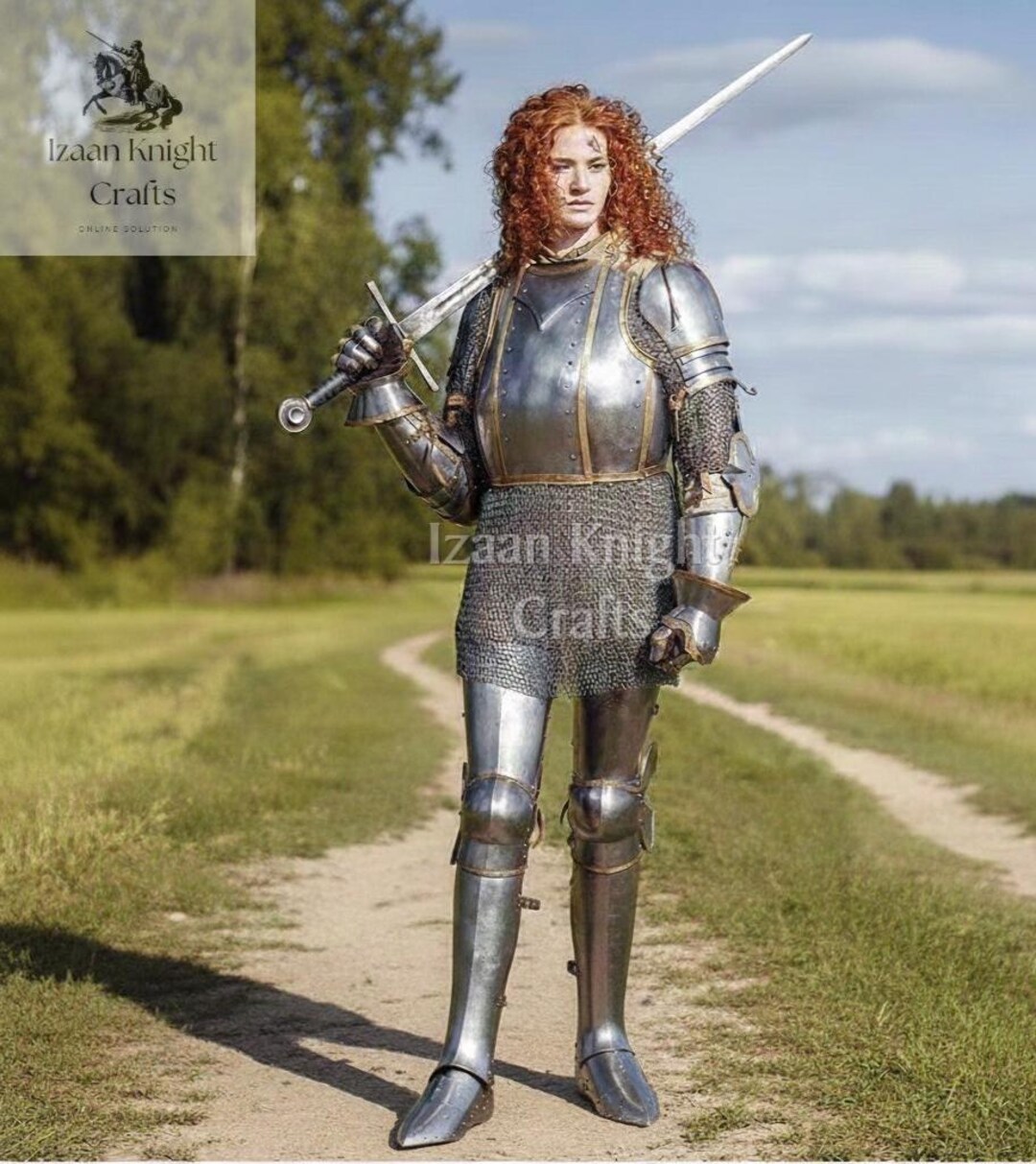 Female Knight Full Armor Suit: Mild Steel, LARP Cosplay Costume - Etsy ...