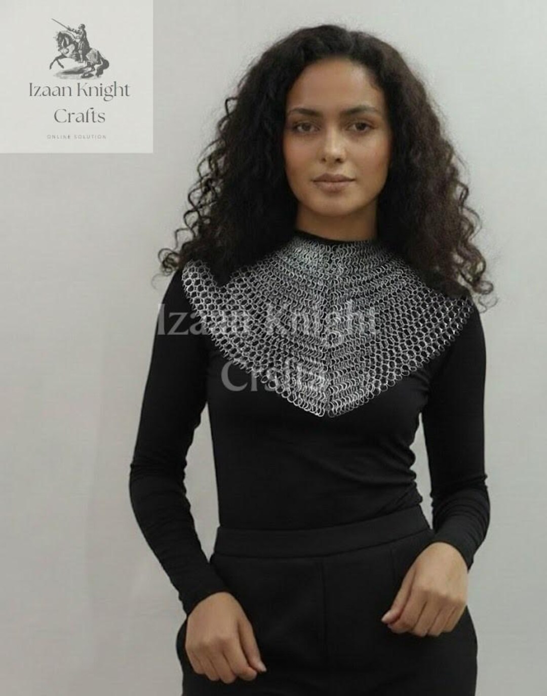 Medieval Lady Gorget & Chest Drape Chainmail Handcrafted Knight Armor ...