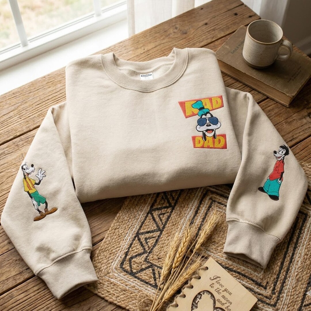 Max and Goofy Rad Dad Embroidered Sweatshirt, A Goody Movie Embroidery ...