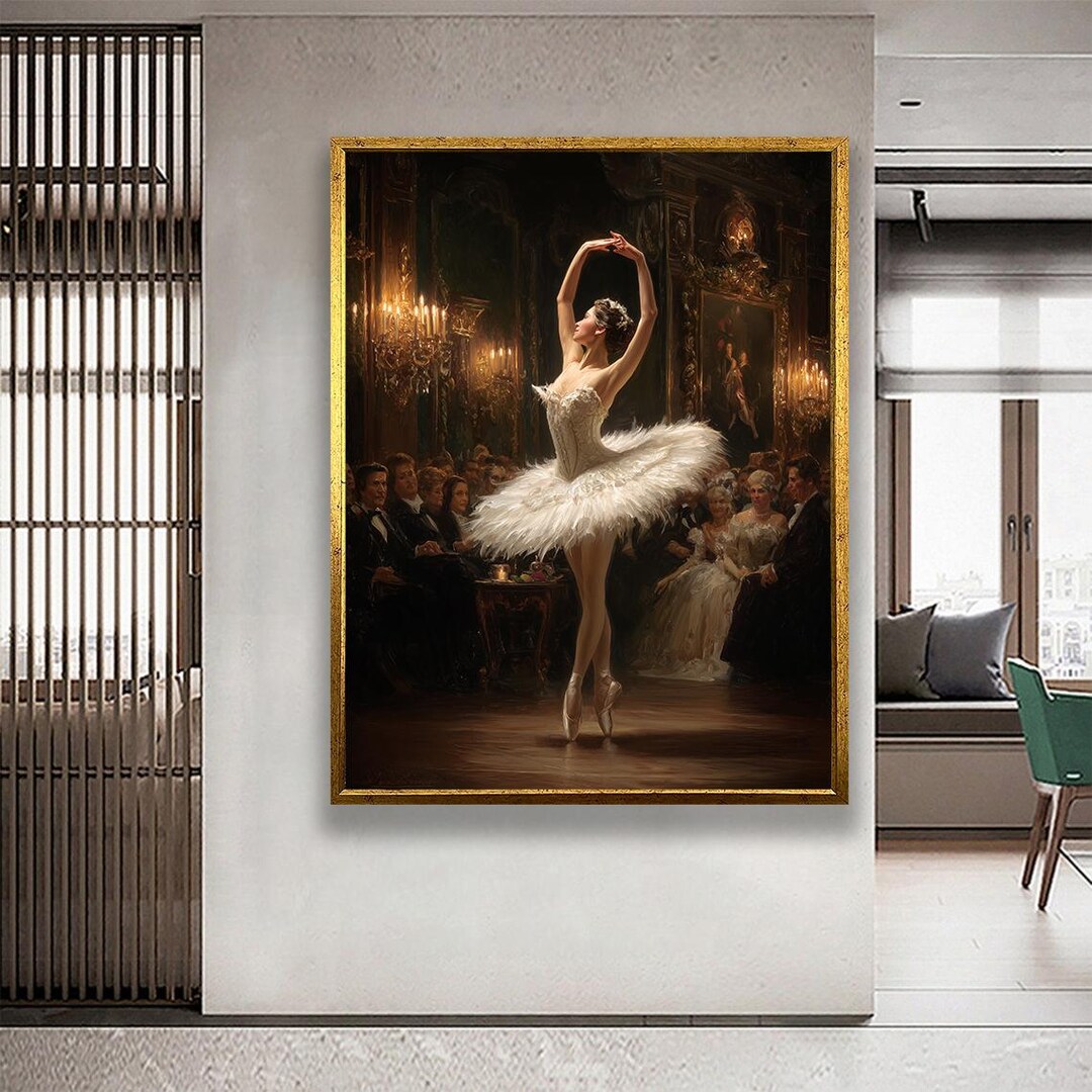 Ballerina Oil Painting Canvas Wall Art, Classical Ballet Dancer Print ...