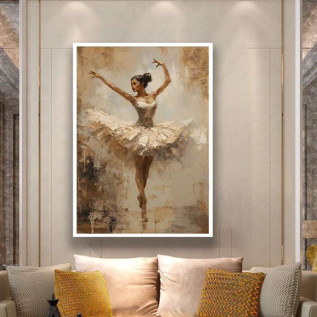 Elegant Ballerina Wall Art Canvas, Modern Abstract Ballet Dancer ...